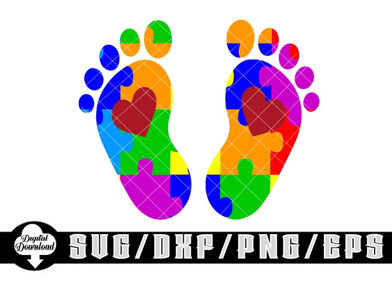 Little Feet /autism/ Layered Digital Downloads for Cricut, Silhouette ...