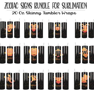 12 Zodiac Sign Wraps Bundle • 20 Oz Skinny Tumbler Wraps • Horoscope ...