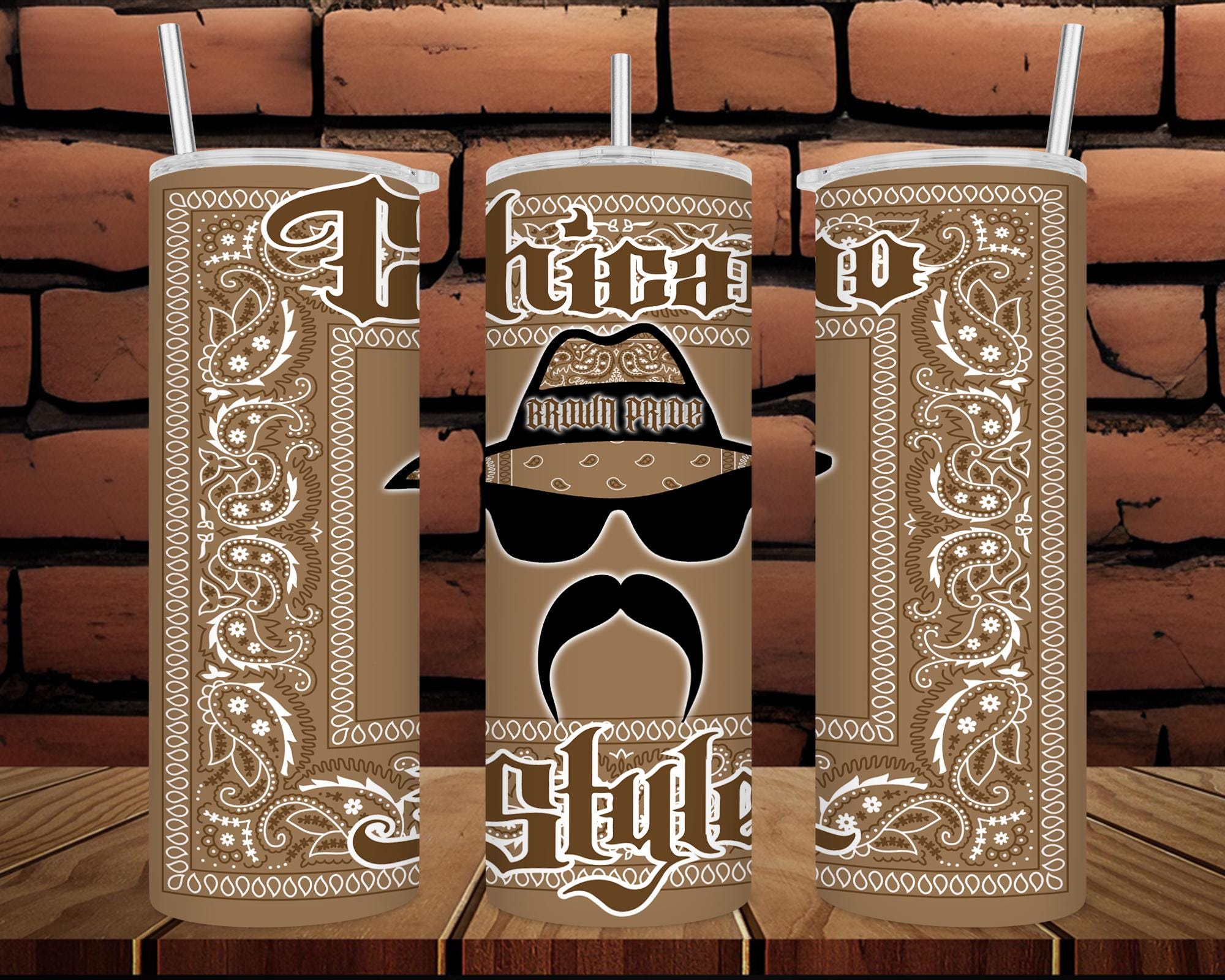 20 Oz Skinny Tumbler Wrap • Chicano Style/ Tan Bandana~lowrider Man ...