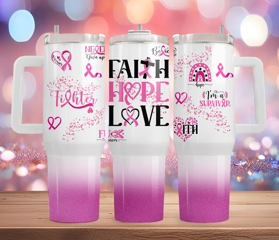 Breast Cancer Wrap • 40oz Tumbler Wrap • 40oz Tumbler Sublimation ...
