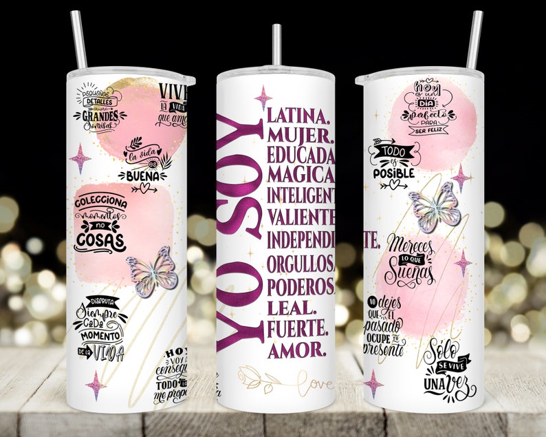 Envoltura de vaso flaco de 20 oz Yo Soy Spanish Daily Affirmation/ Self ...