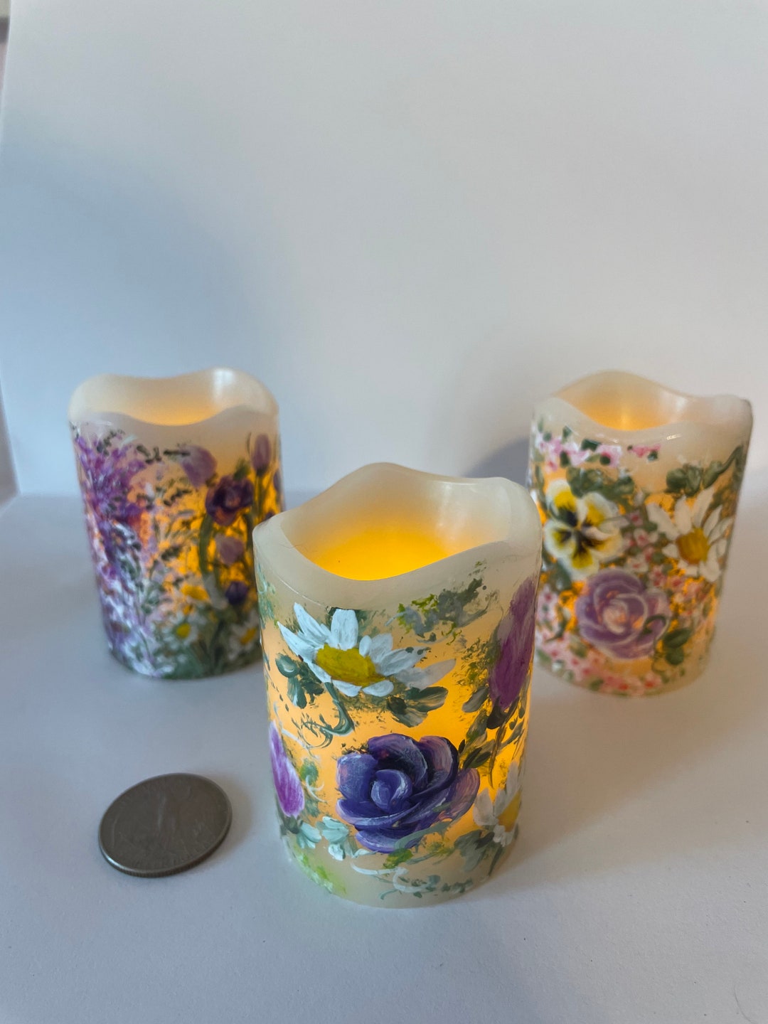 Hand Painted Illuminating Small Candles - Etsy