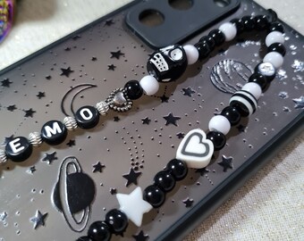 Halloween Phone Charm. Gothic. Horror. Black and White With - Etsy UK