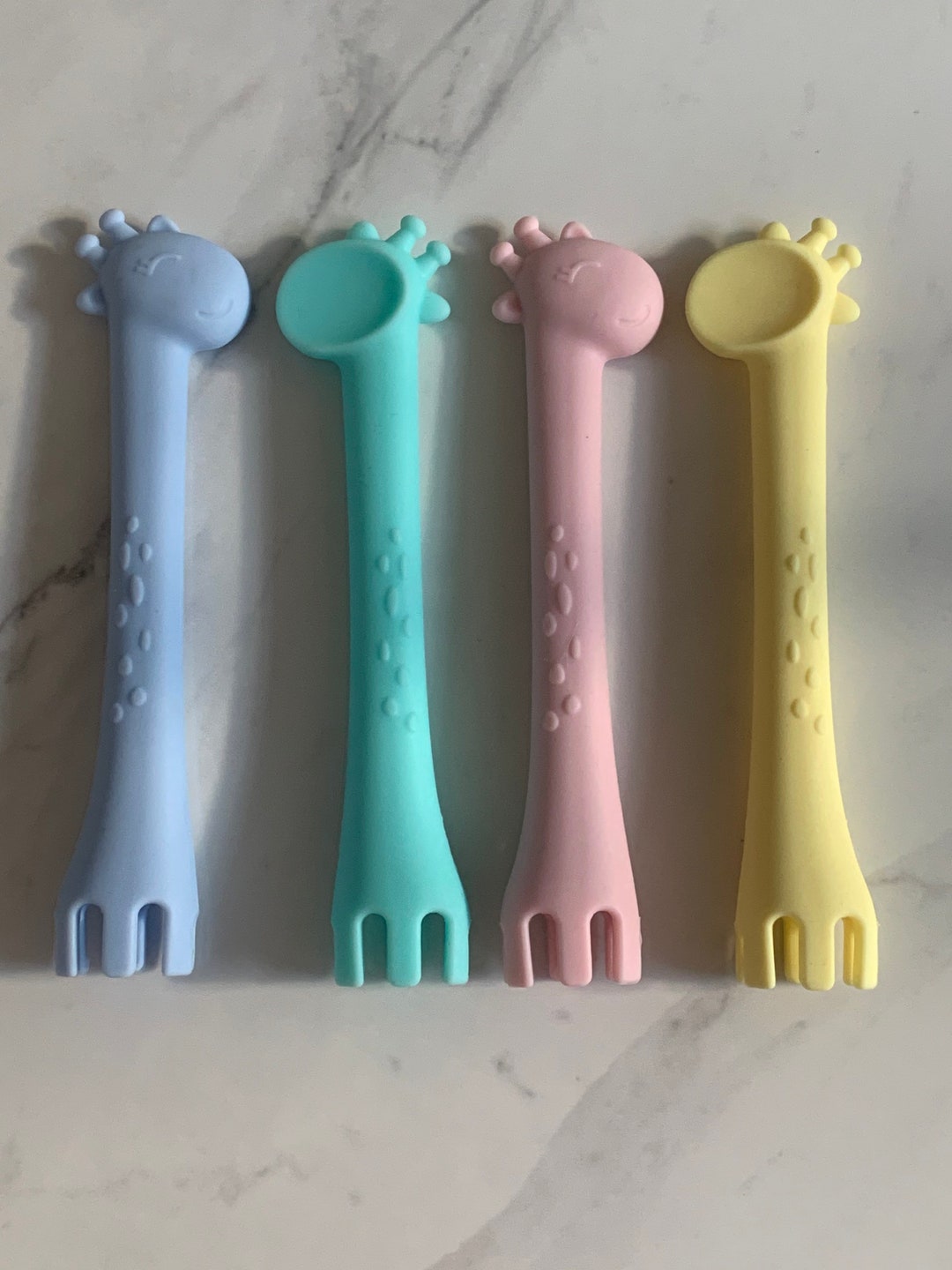 Baby/toddler 3D Weaning Giraffe Fork & Spoon BPA Free - Etsy UK