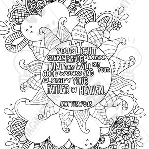 Let Your Light Shine Coloring Page Matthew 5:16 - Etsy
