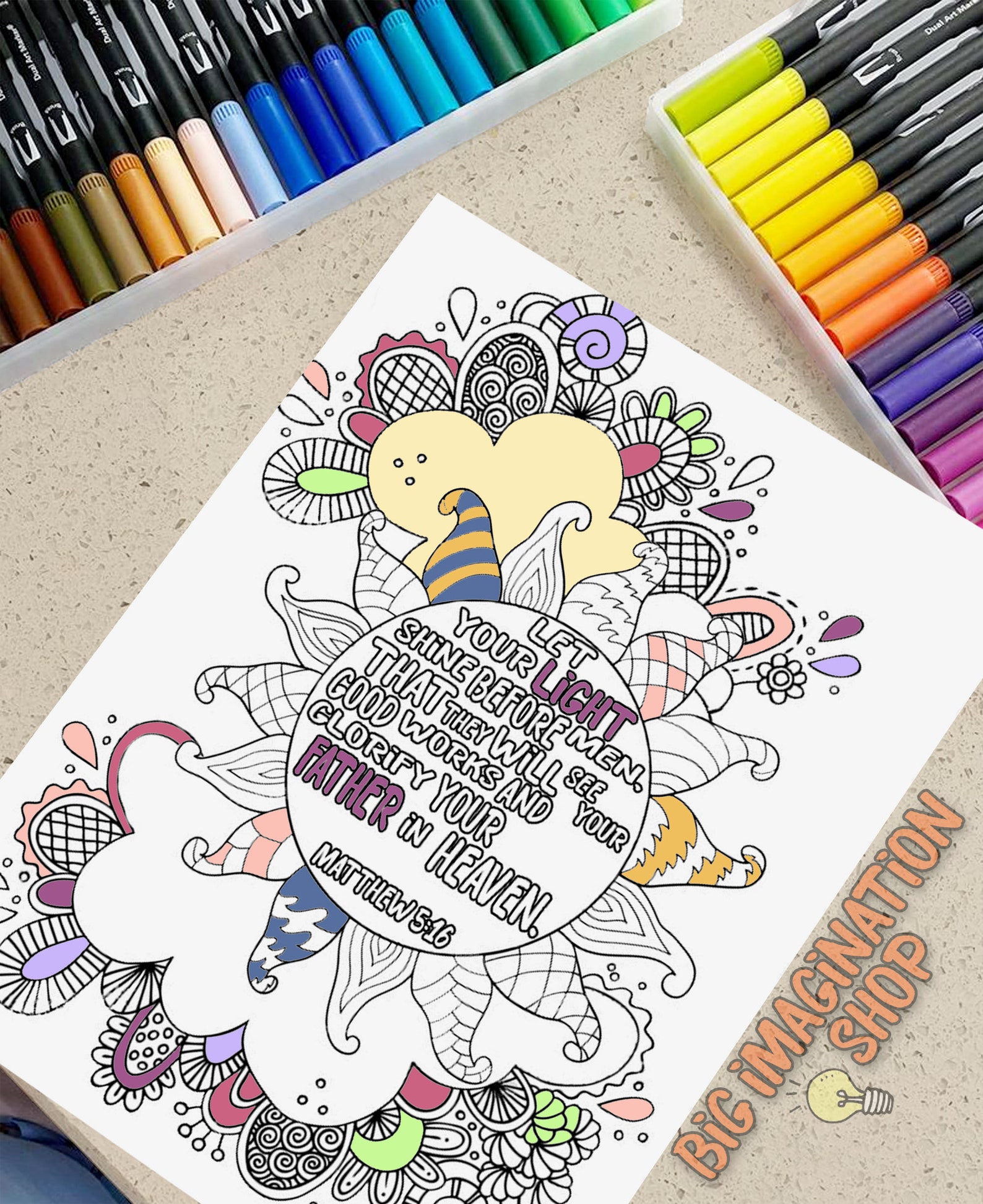 Let Your Light Shine Coloring Page Matthew 5:16 - Etsy