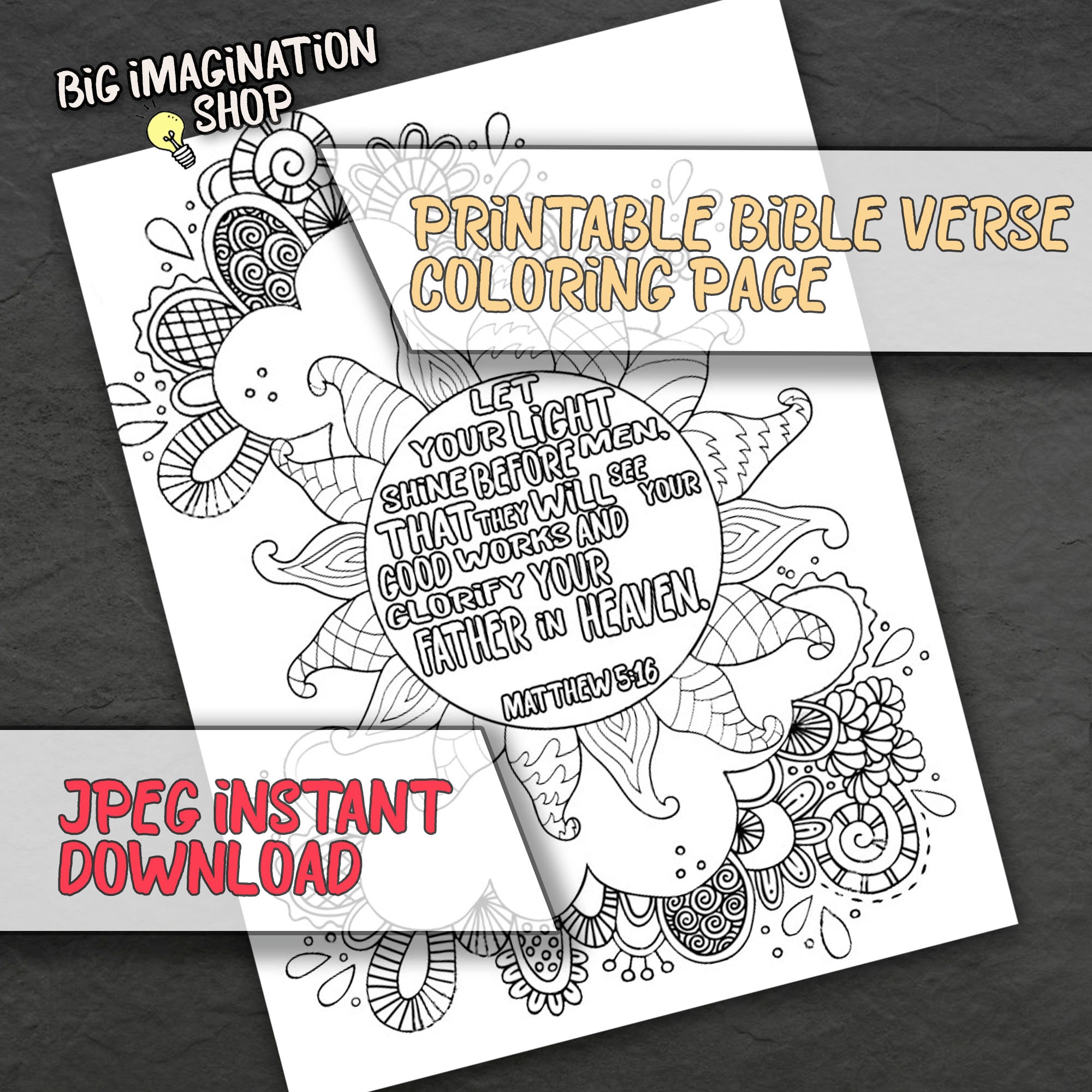 Let Your Light Shine Coloring Page Matthew 5:16 - Etsy