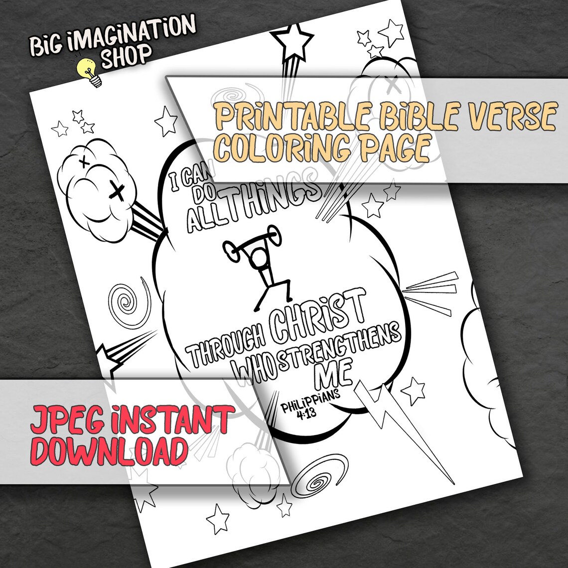 I Can Do All Things Coloring Page Philippians 4:13 - Etsy