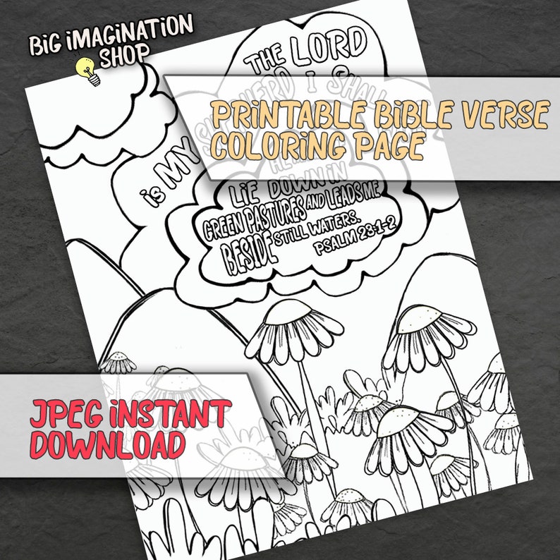 Lord is My Shepherd Coloring Page Psalm 23:1-2 - Etsy