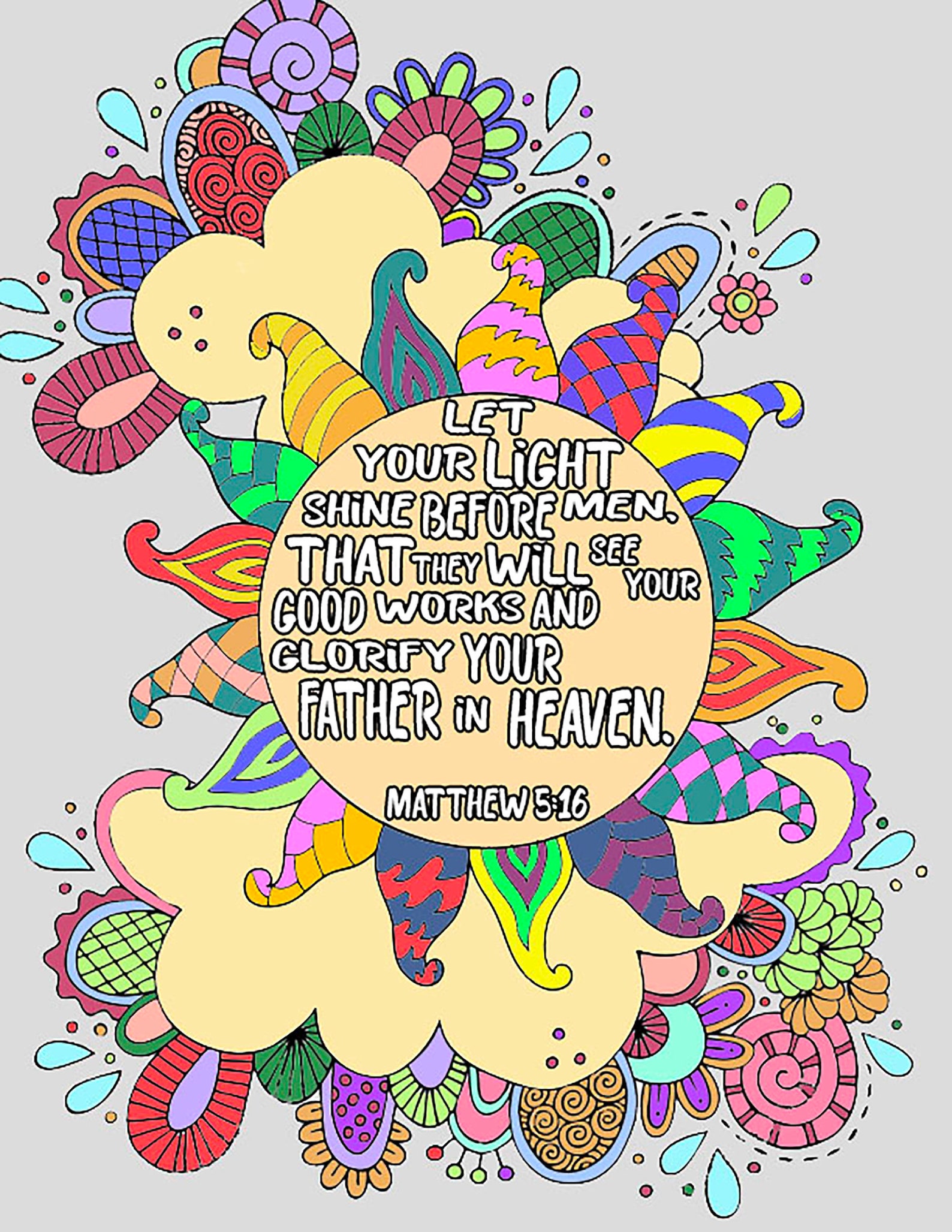 Let Your Light Shine Coloring Page Matthew 5:16 - Etsy