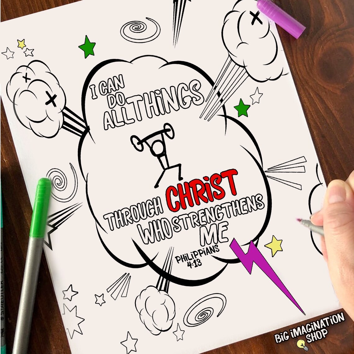 I Can Do All Things Coloring Page Philippians 4:13 - Etsy