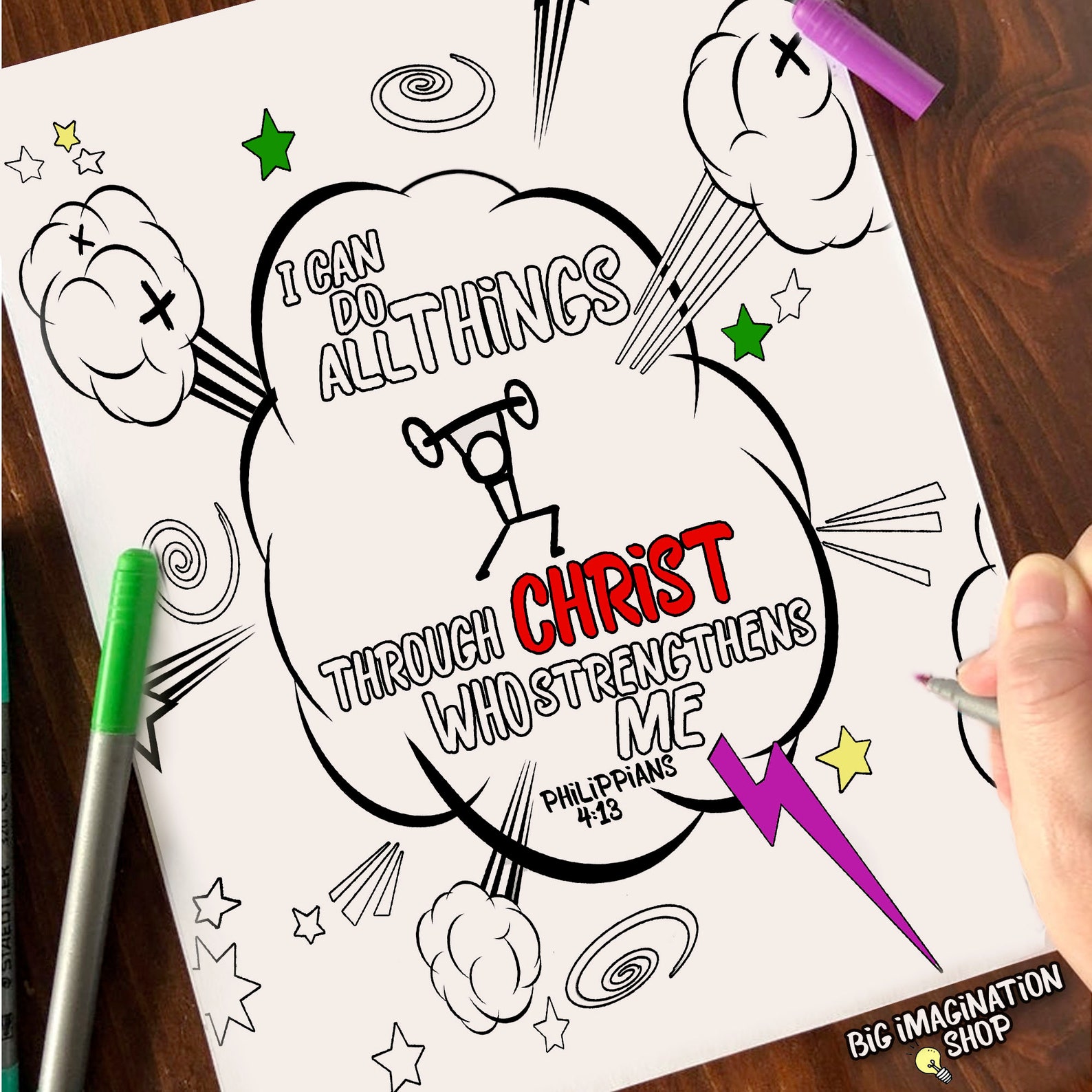 I Can Do All Things Coloring Page Philippians 4:13 - Etsy