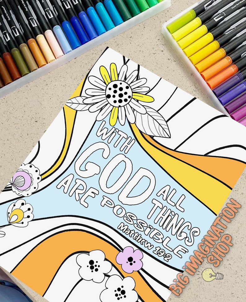 All Things Are Possible Coloring Page Matthew 19:2 - Etsy
