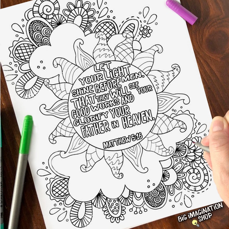 Let Your Light Shine Coloring Page Matthew 5:16 - Etsy