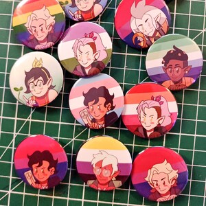Pride TOH 35mm Badges _ Luz, Amity, Eda, Raine, Gus, Willow, Hunter ...