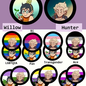 Pride TOH 35mm Badges _ Luz, Amity, Eda, Raine, Gus, Willow, Hunter ...