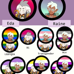 Pride TOH 35mm Badges _ Luz, Amity, Eda, Raine, Gus, Willow, Hunter ...