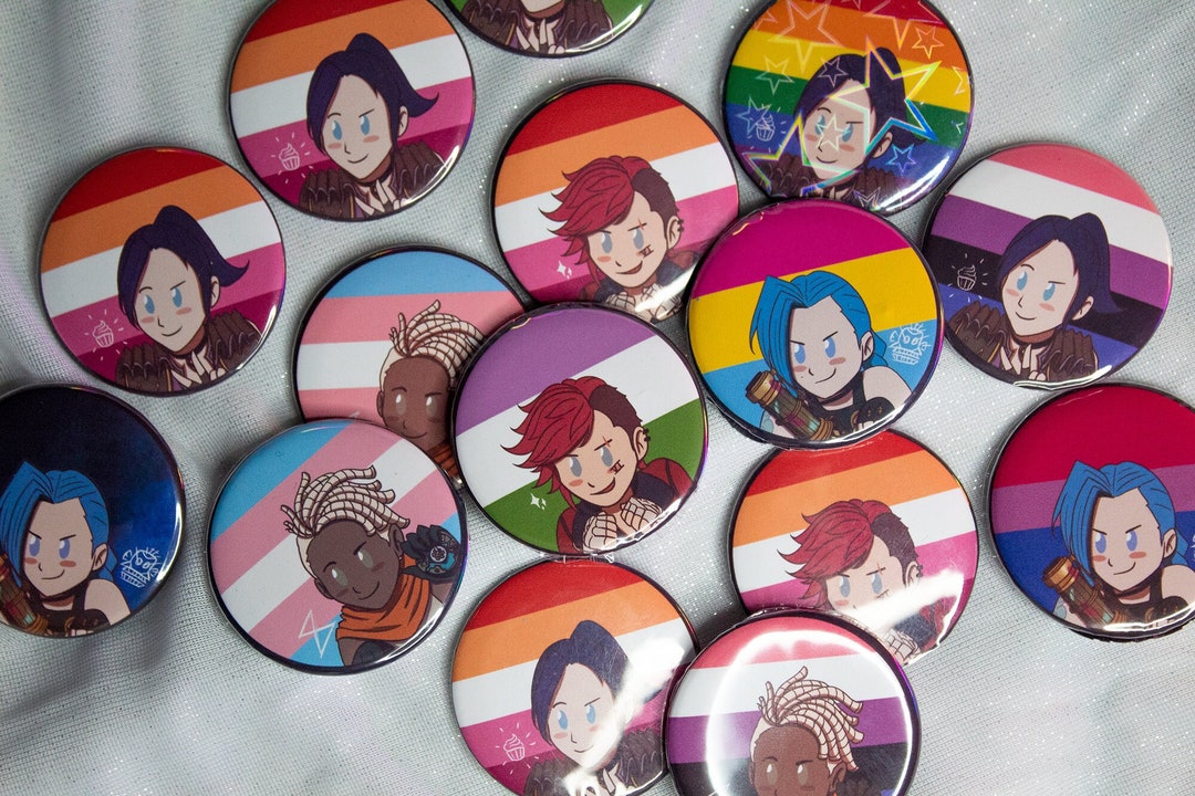 Pride Arcane 35mm Badges _ Vi, Caitlyn, Ekko, Jinx - Etsy