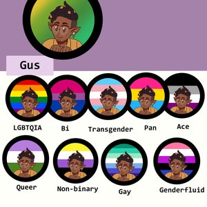 Pride TOH 35mm Badges _ Luz, Amity, Eda, Raine, Gus, Willow, Hunter ...