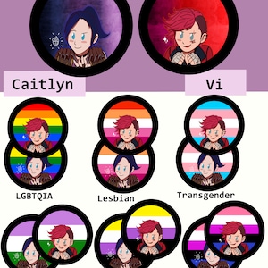 Pride Arcane 35mm Badges _ Vi, Caitlyn, Ekko, Jinx - Etsy