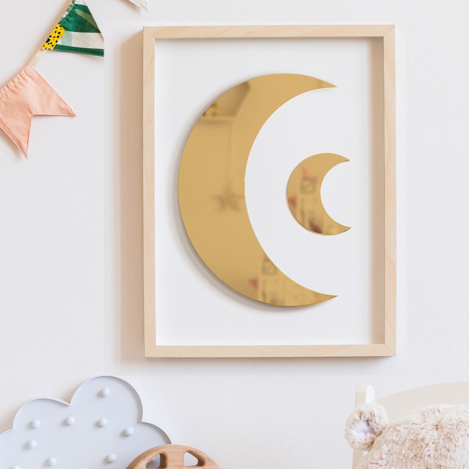 Crescent Acrylic Moon Mirrors set of 2 Easy to Hang - Etsy