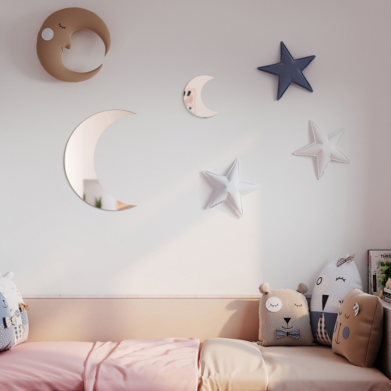 Crescent Acrylic Moon Mirrors set of 2 Easy to Hang - Etsy