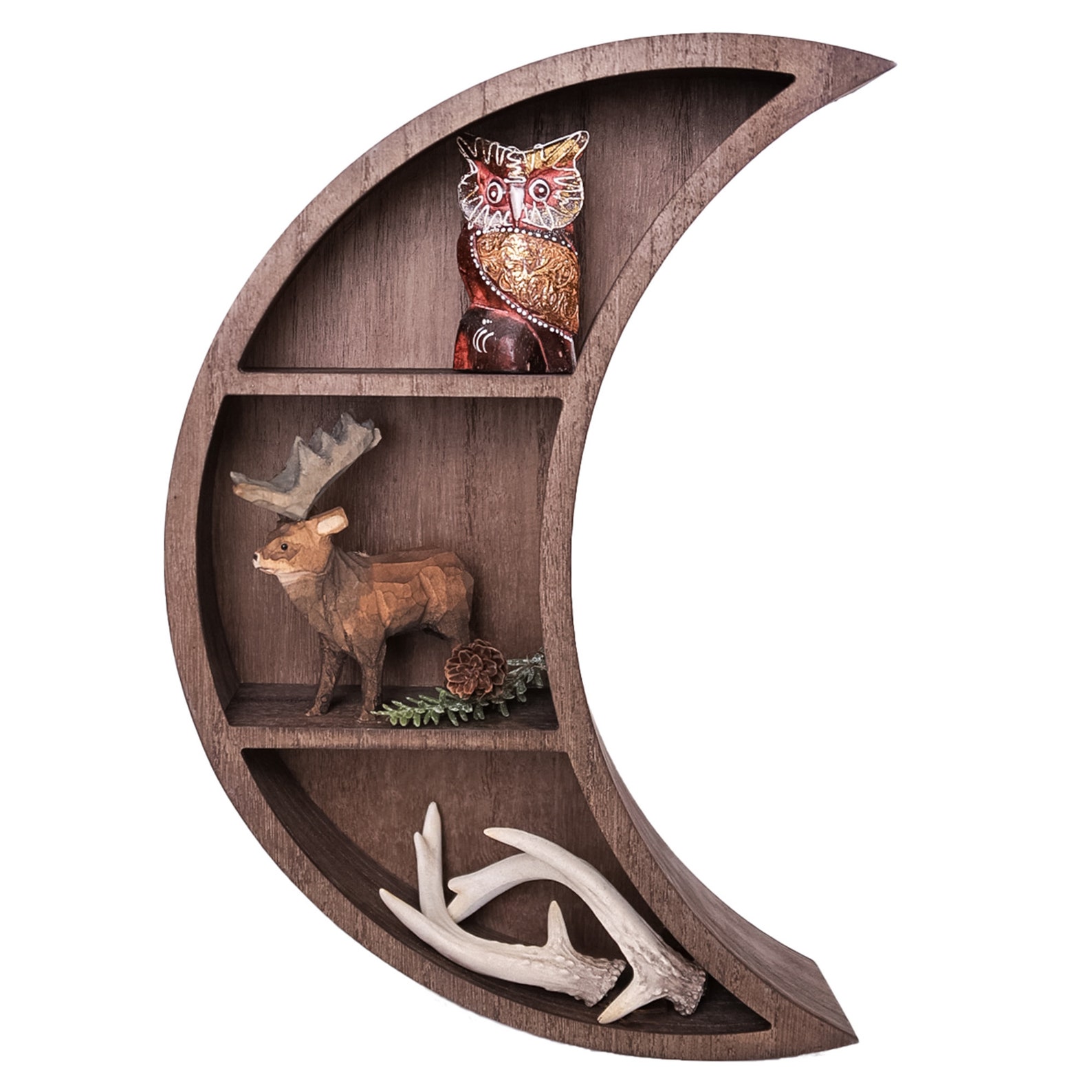 Wooden Floating Moon Shelf Decorative Crescent-shaped Wall - Etsy