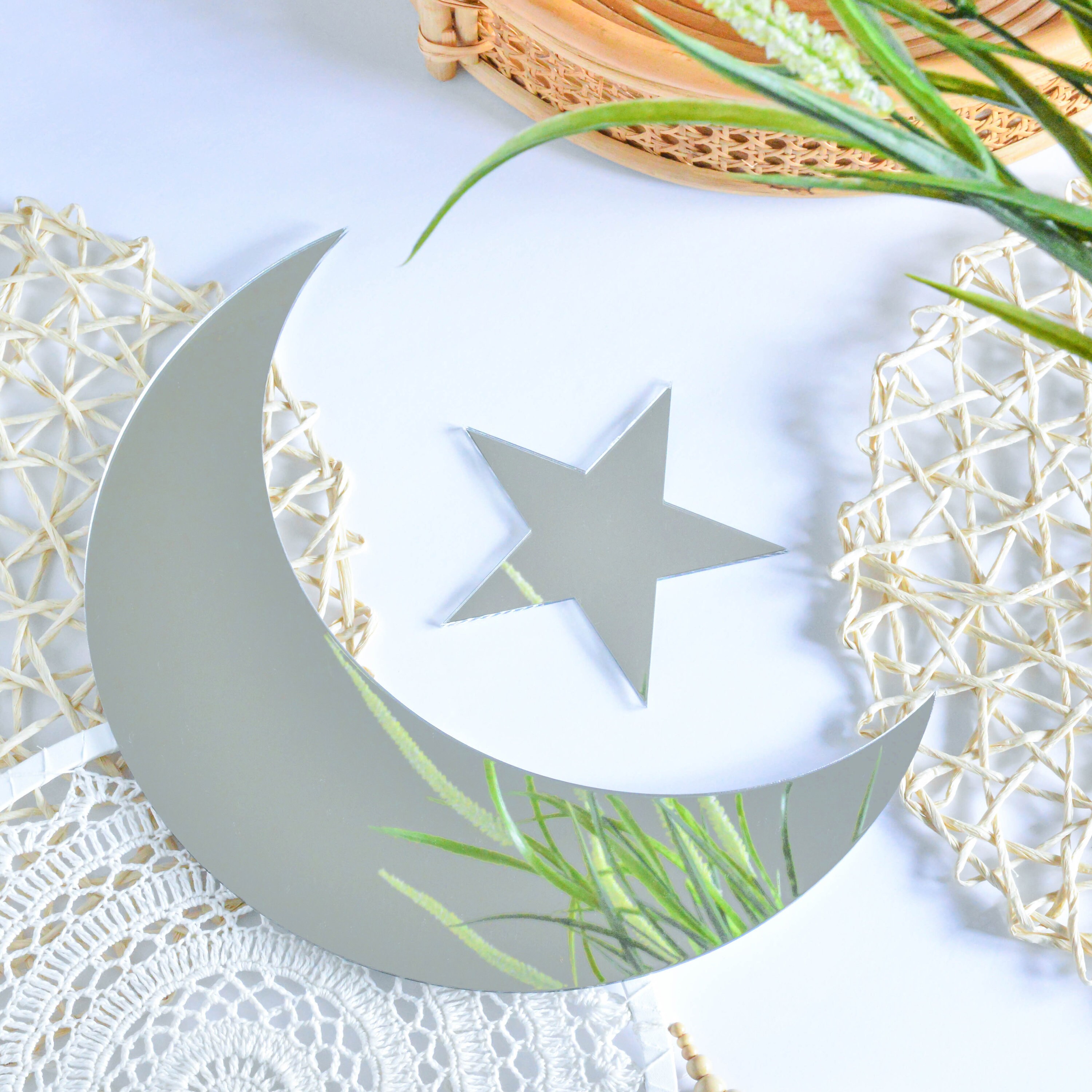 Crescent Acrylic Moon Mirror and Acrylic Star Mirror Boho | Etsy