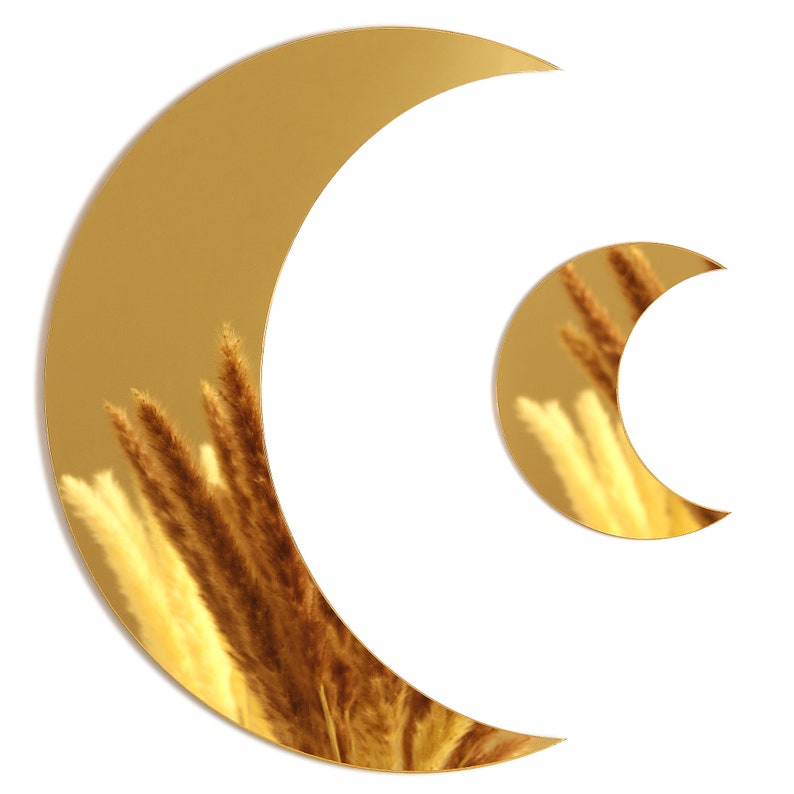 Crescent Acrylic Moon Mirrors set of 2 Easy to Hang - Etsy