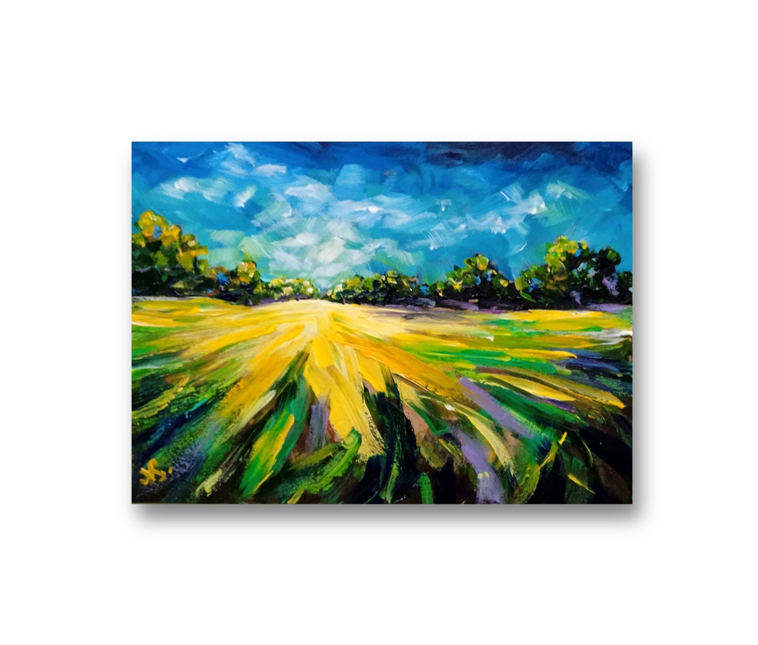 Michigan Painting Nature Painting Michigan Landscape Original Art Wheat ...
