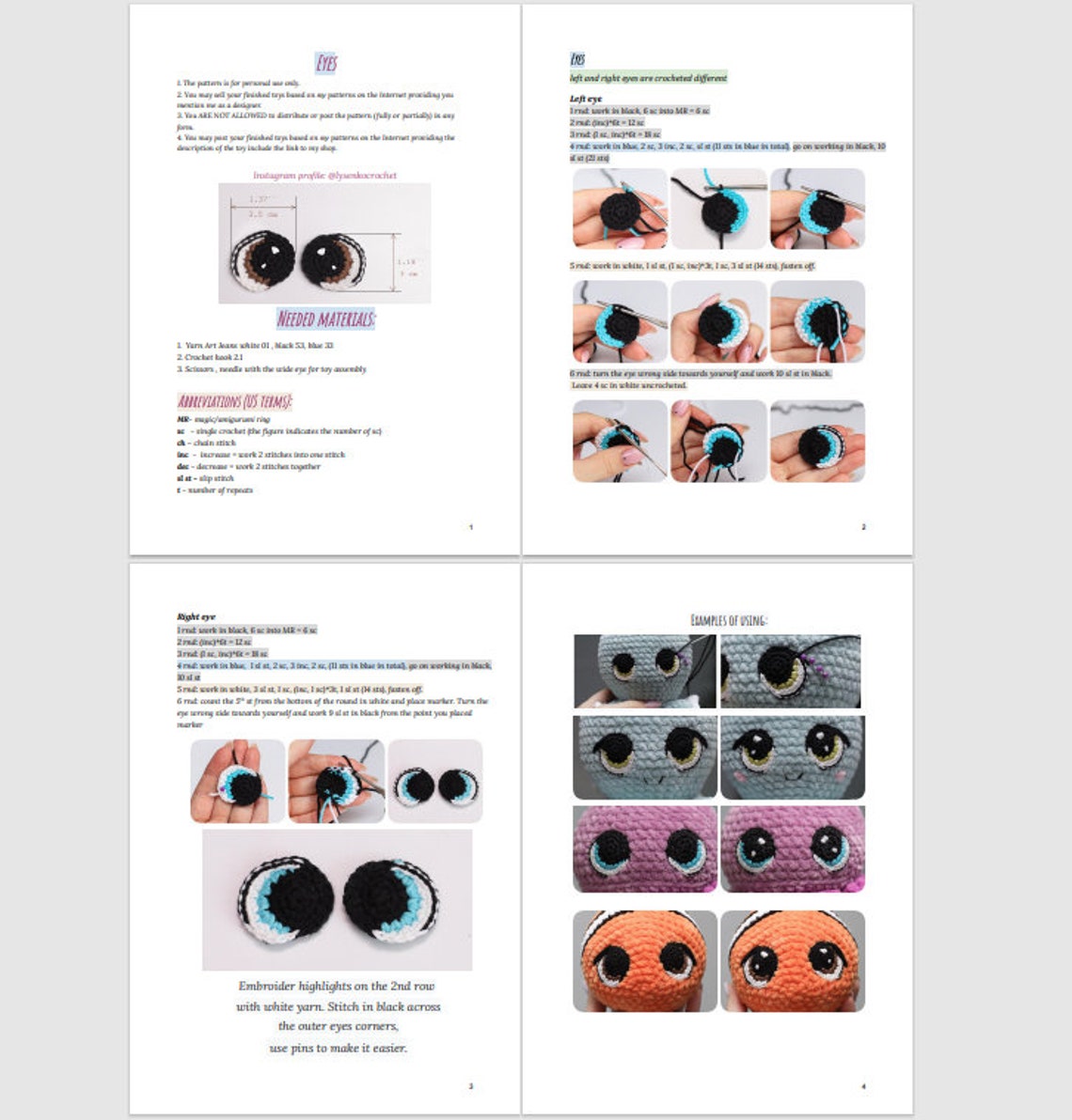 CROCHET PATTERN Eyes for Amigurumi Toys Beautiful Crochet Eyes - Etsy