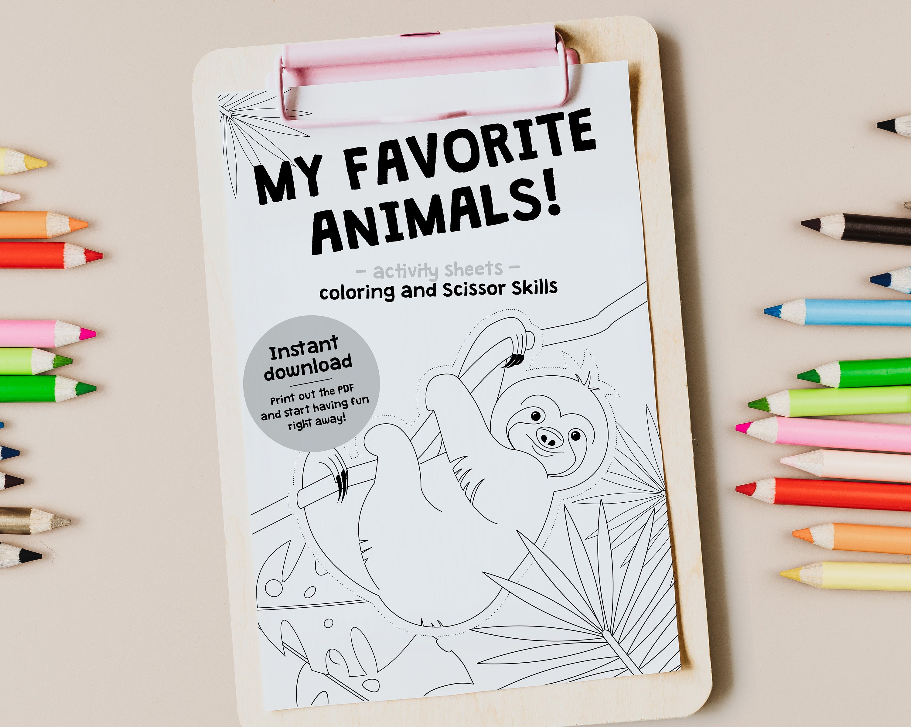 My Favorite Animals Activity Sheets Coloring and Scissor - Etsy