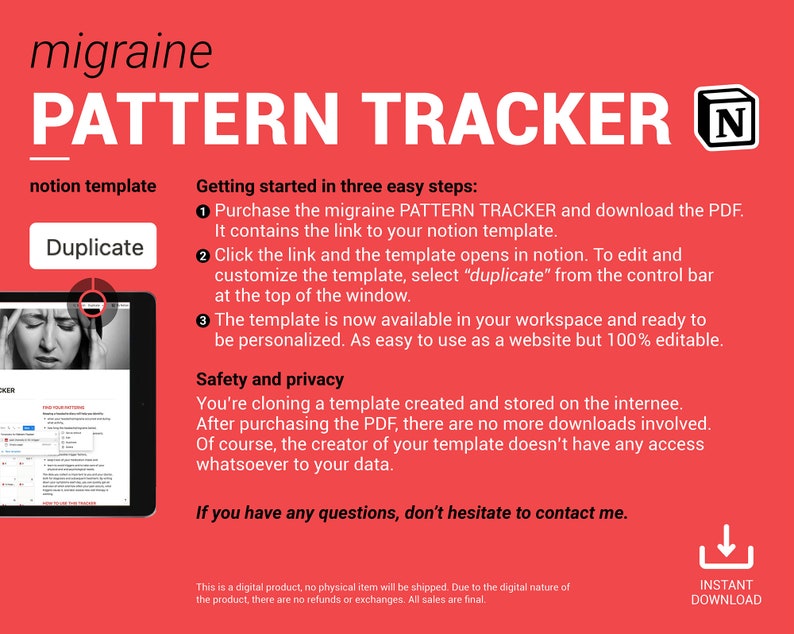 Migraine PATTERN TRACKER - Etsy