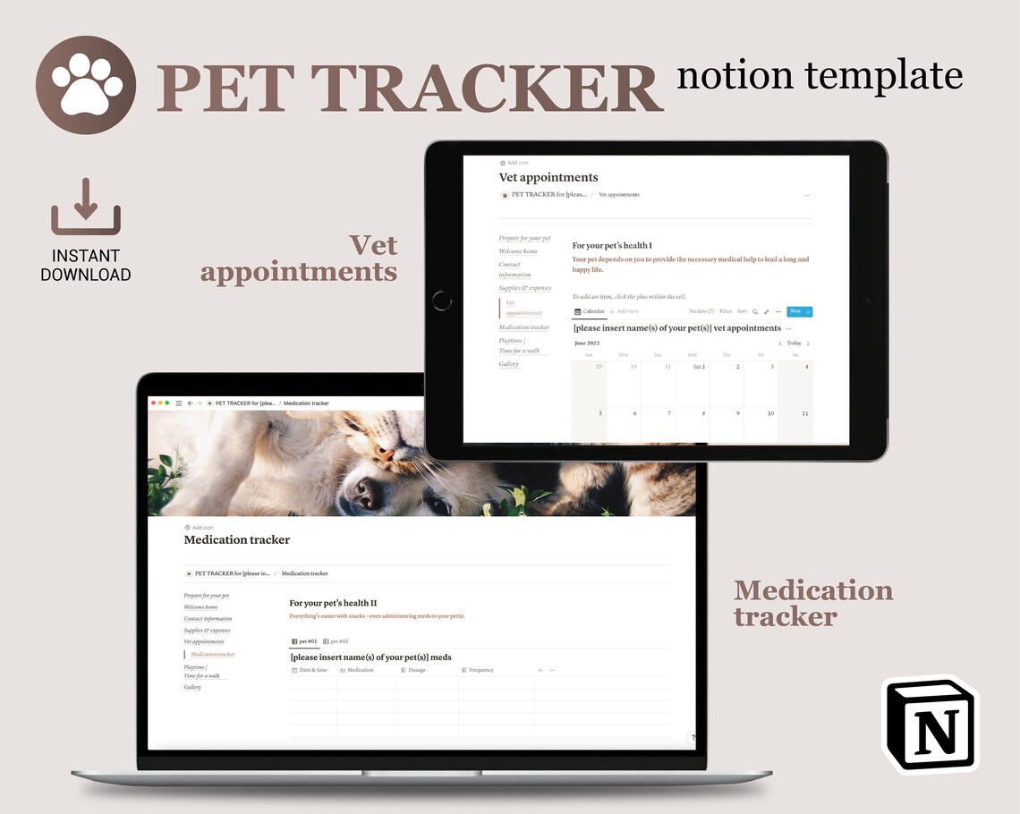 PET TRACKER Notion Template - Etsy