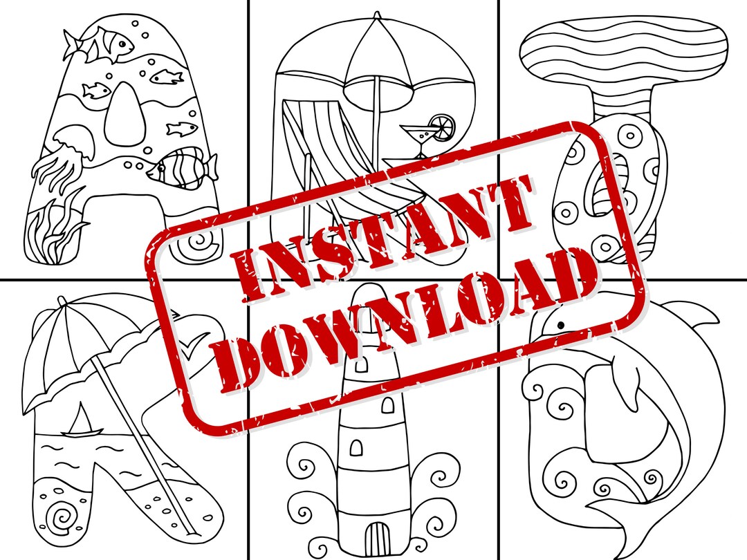 A Letter per Day Beach-themed Coloring Book for Kids Aged 3-6 | 26 ...