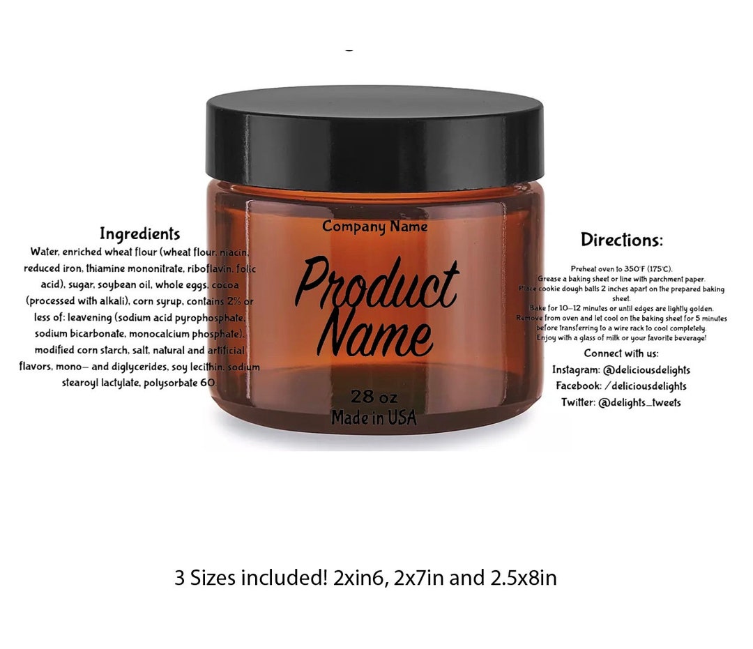 Custom Jar Template Sticker Design Template AI 3 Sizes! 2x6in, 2x7in, 2 ...