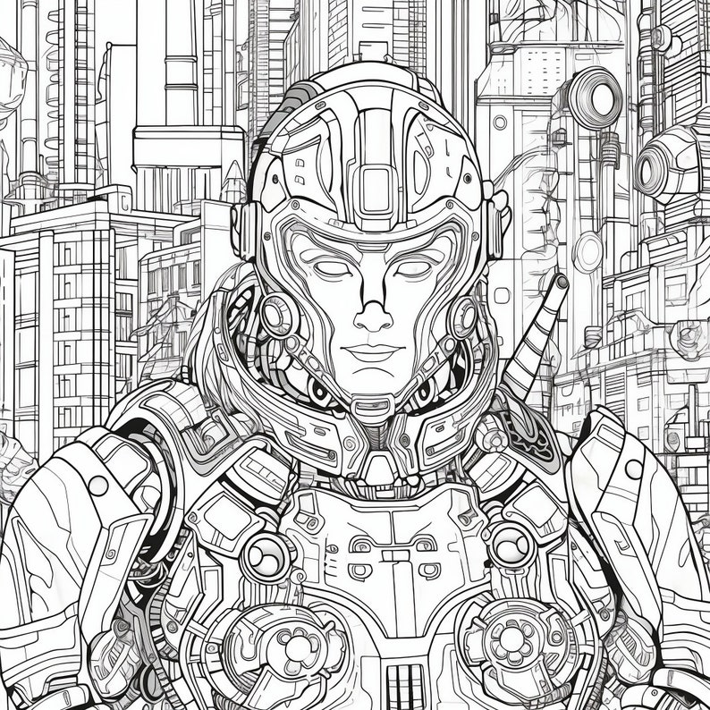 Cyborg Coloring Pages | for Kids and Adults | Digital Download - Etsy