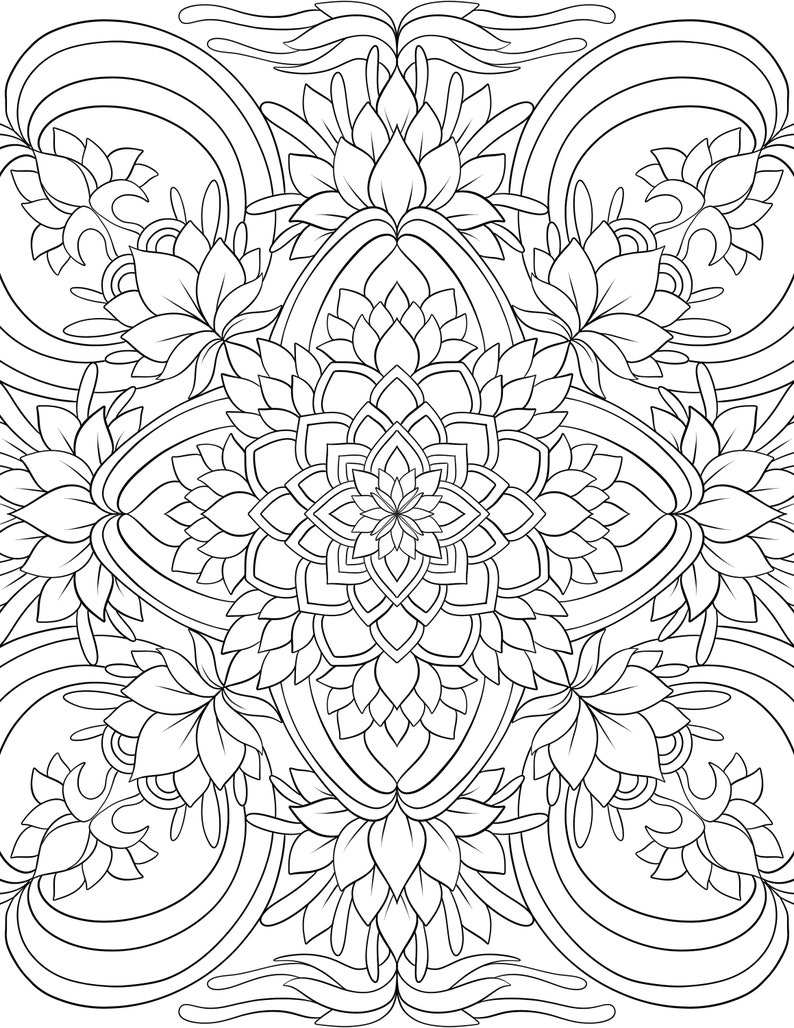 Therapeutic Coloring Pages: Mindful Mandalas for Stress Relief and Self ...