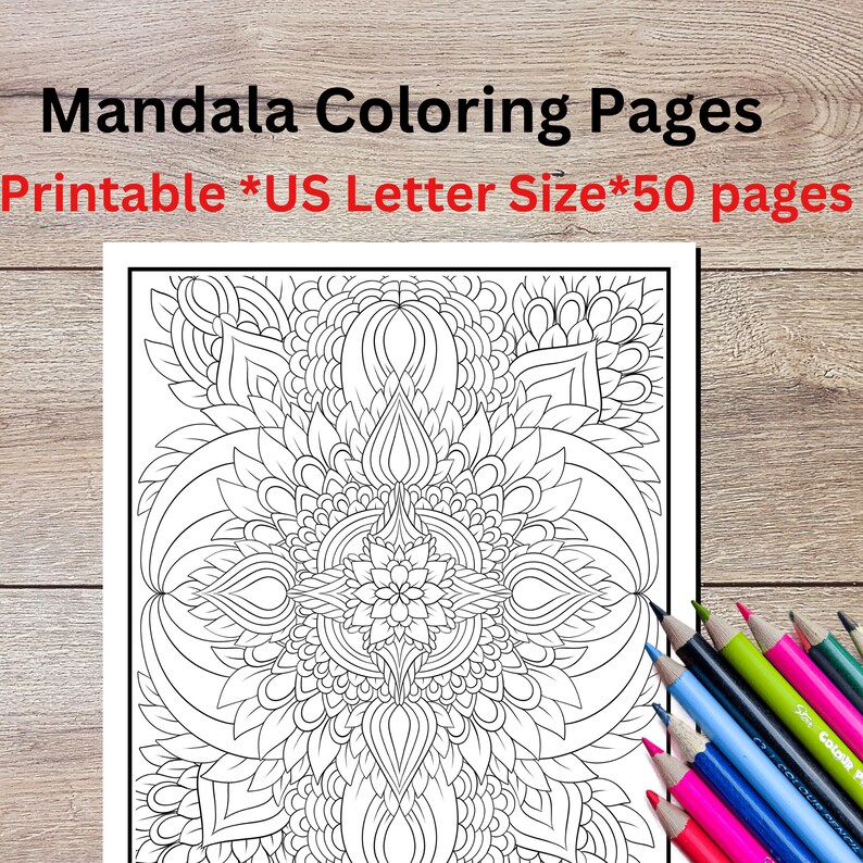 Therapeutic Coloring Pages: Mindful Mandalas for Stress Relief and Self ...