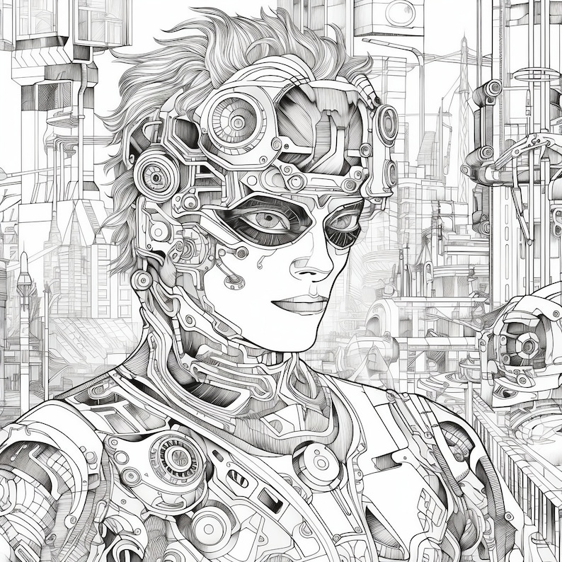 Cyborg Coloring Pages | for Kids and Adults | Digital Download - Etsy