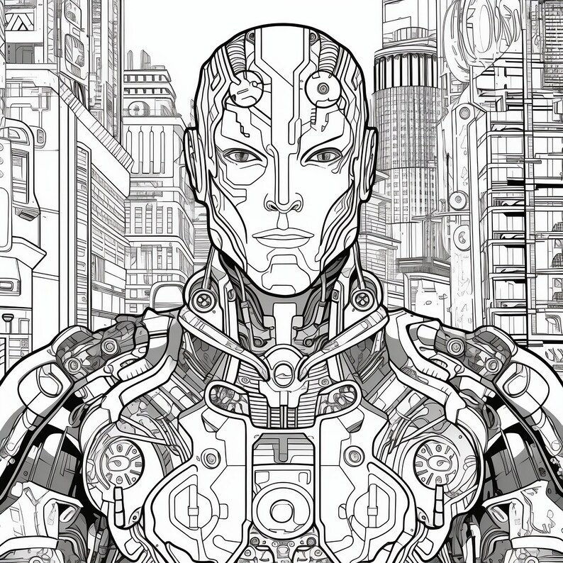 Cyborg Coloring Pages | for Kids and Adults | Digital Download - Etsy