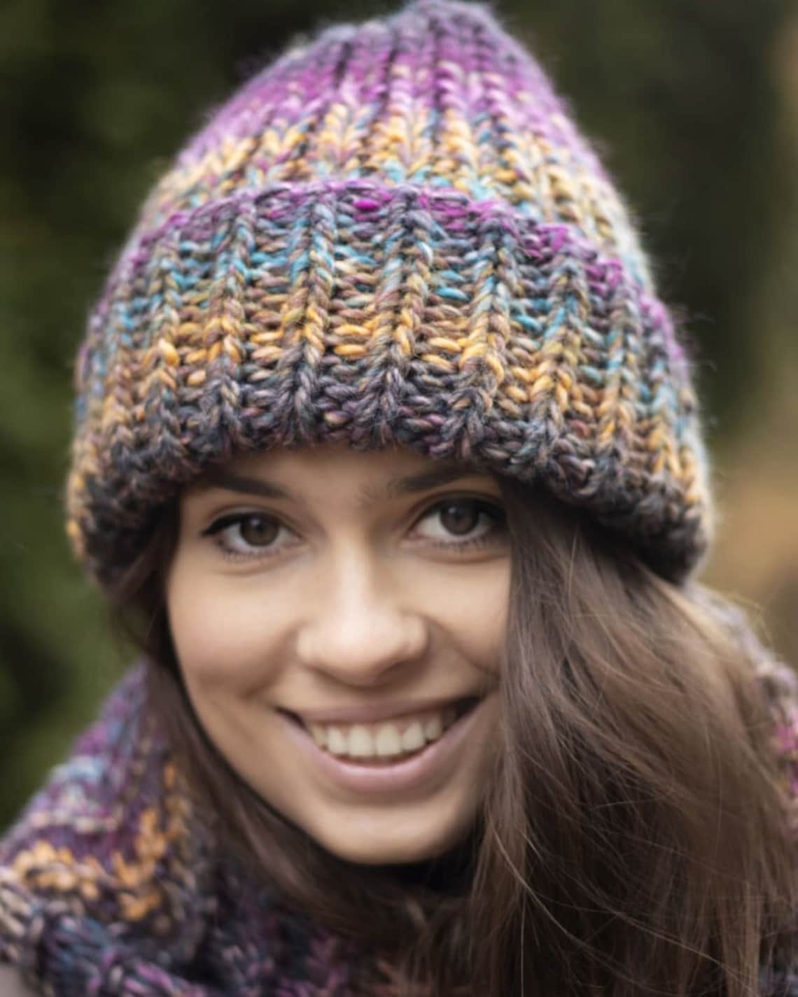 Winter Set, Hat Gloves Scarf Set, Colorful Wool Scarf Hand Knitted ...