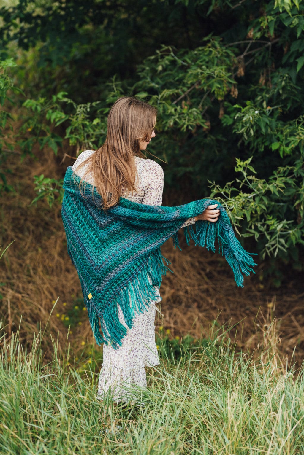 Green Crochet Shawl Triangular Boho Shawl Unique Shawl Hand Knit Shawl ...
