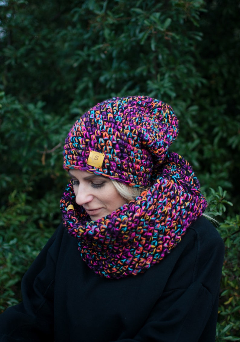 Oversized Scarf and Knitted Hat Infinity Scarf & Hand Knit Hat - Etsy