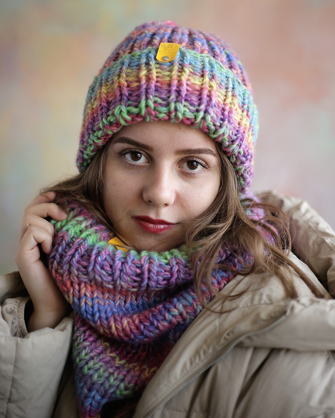 Hat Scarf Set, Two Piece Set, Snood Scarf, Beanie Hat, Wool Hat, Hand ...