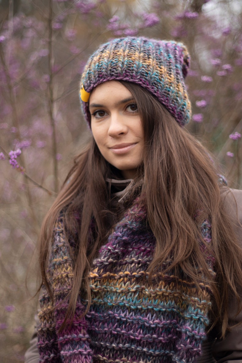 Hat Scarf Set, Winter Hand Knit Scarf and Hat Set, Two Piece Set ...