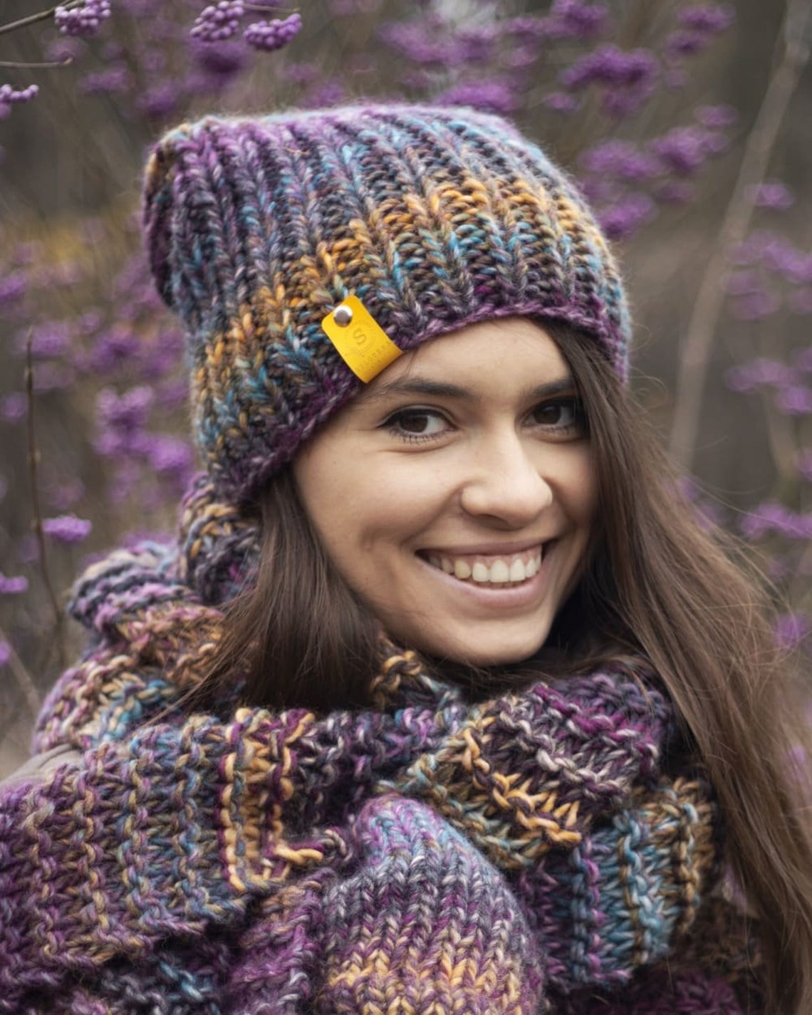 Winter Set, Hat Gloves Scarf Set, Colorful Wool Scarf Hand Knitted ...