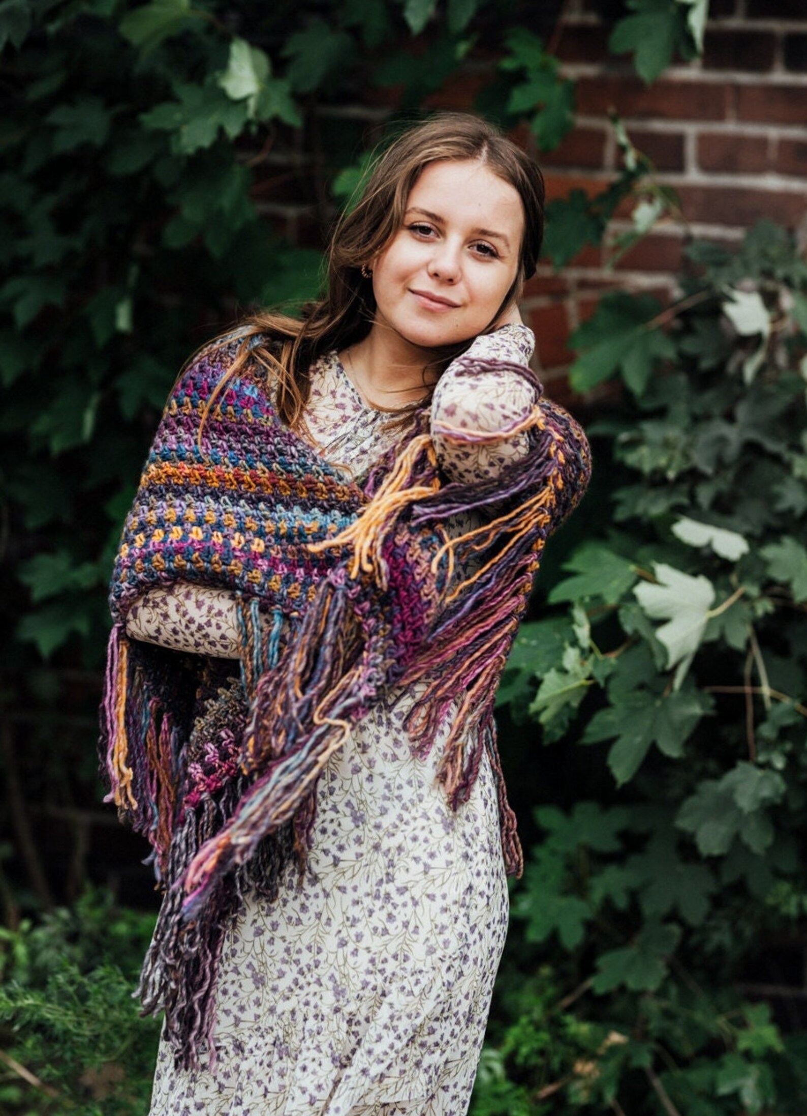 Colored Purple Crochet Shawl Triangular Boho Shawl Hand Knit Shawl ...