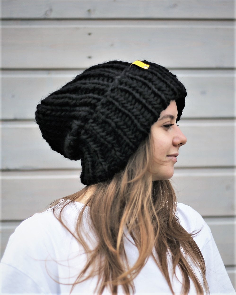 Super Big Head Beanie, Chunky Knit Hat, Slouchy Beanie, Oversized Hat ...