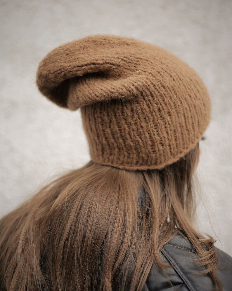 100% Alpaca Hand Knit Adult Hat Solid Colors Slouchy Hat Alpaca Wool Women Slouchy Beanie ...